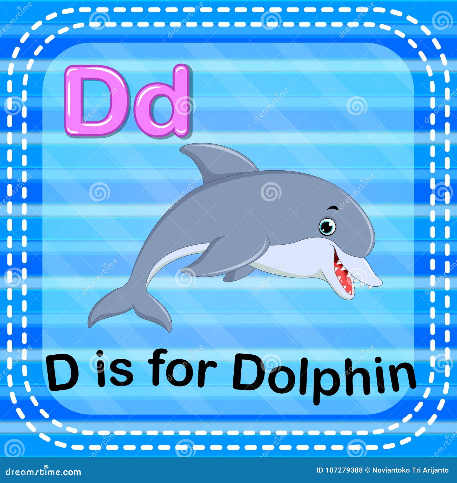 Flashcard Letter D is for Dolphin Stock Vector - Illustration of card ...