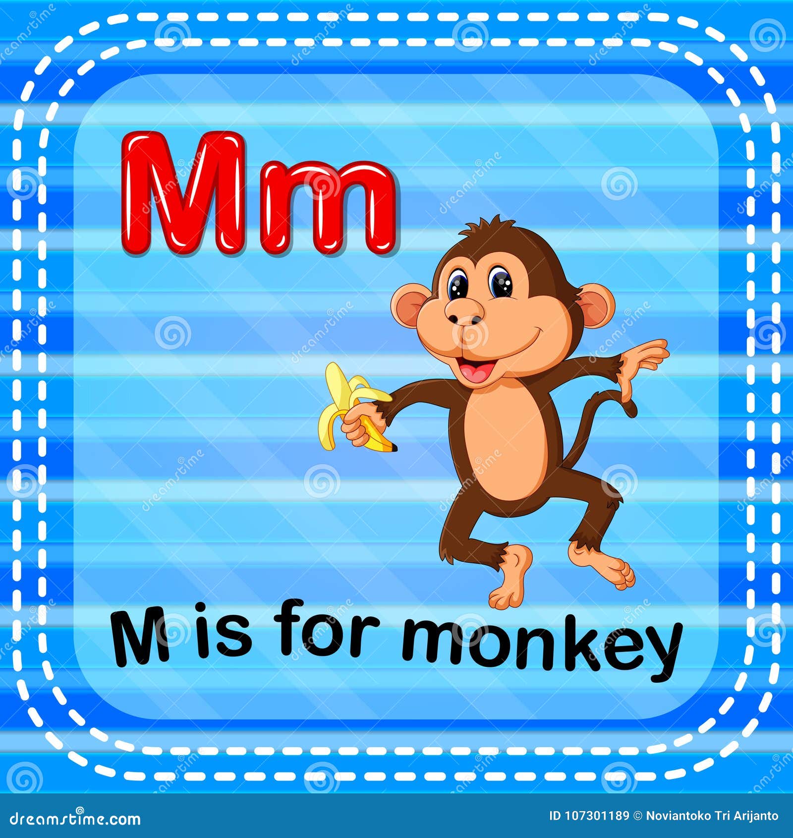 Flashcard Letter M is for Monkey Stock Vector - Illustration of graphic ...
