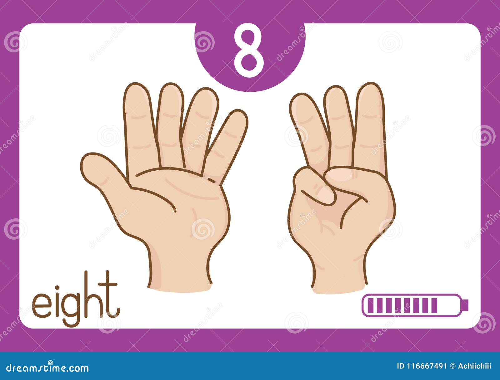 Flashcard number eight stock vector. Illustration of font - 116667491