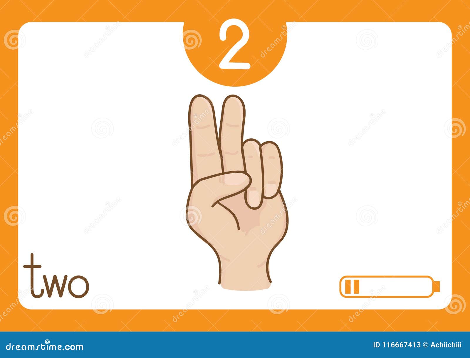Flashcard Number Two Cartoon Vector | CartoonDealer.com #116667413