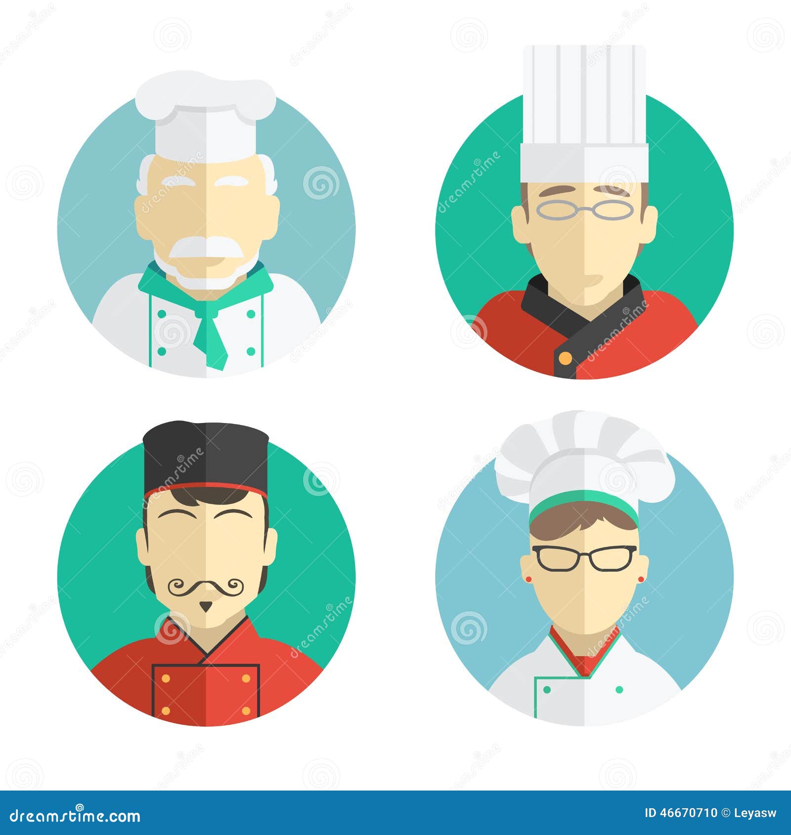 Illustration of Flat Design. the Chef Icons Stock Vector - Illustration ...
