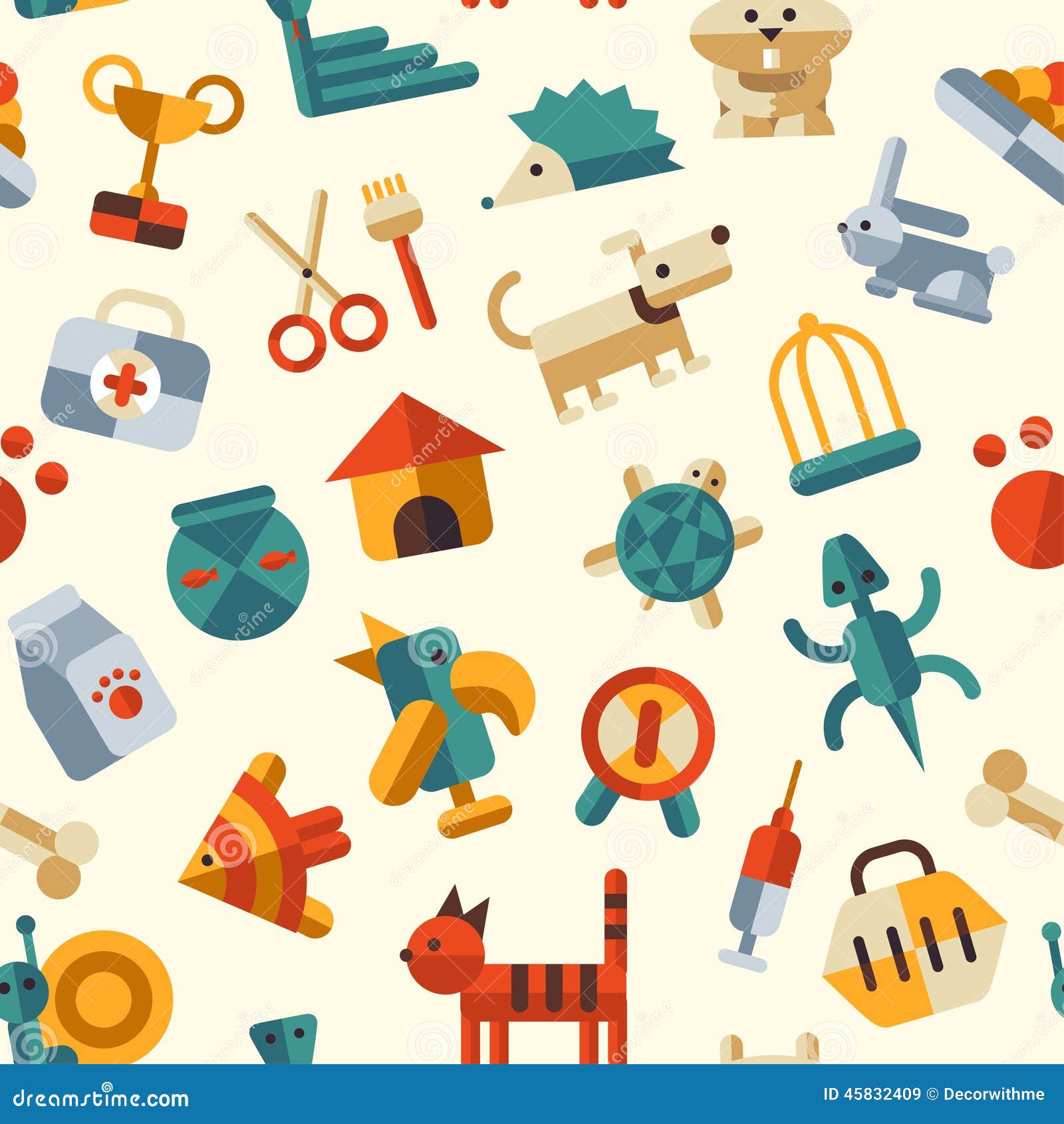 Illustration of Flat Design Pattern with Pets Stock Vector ...