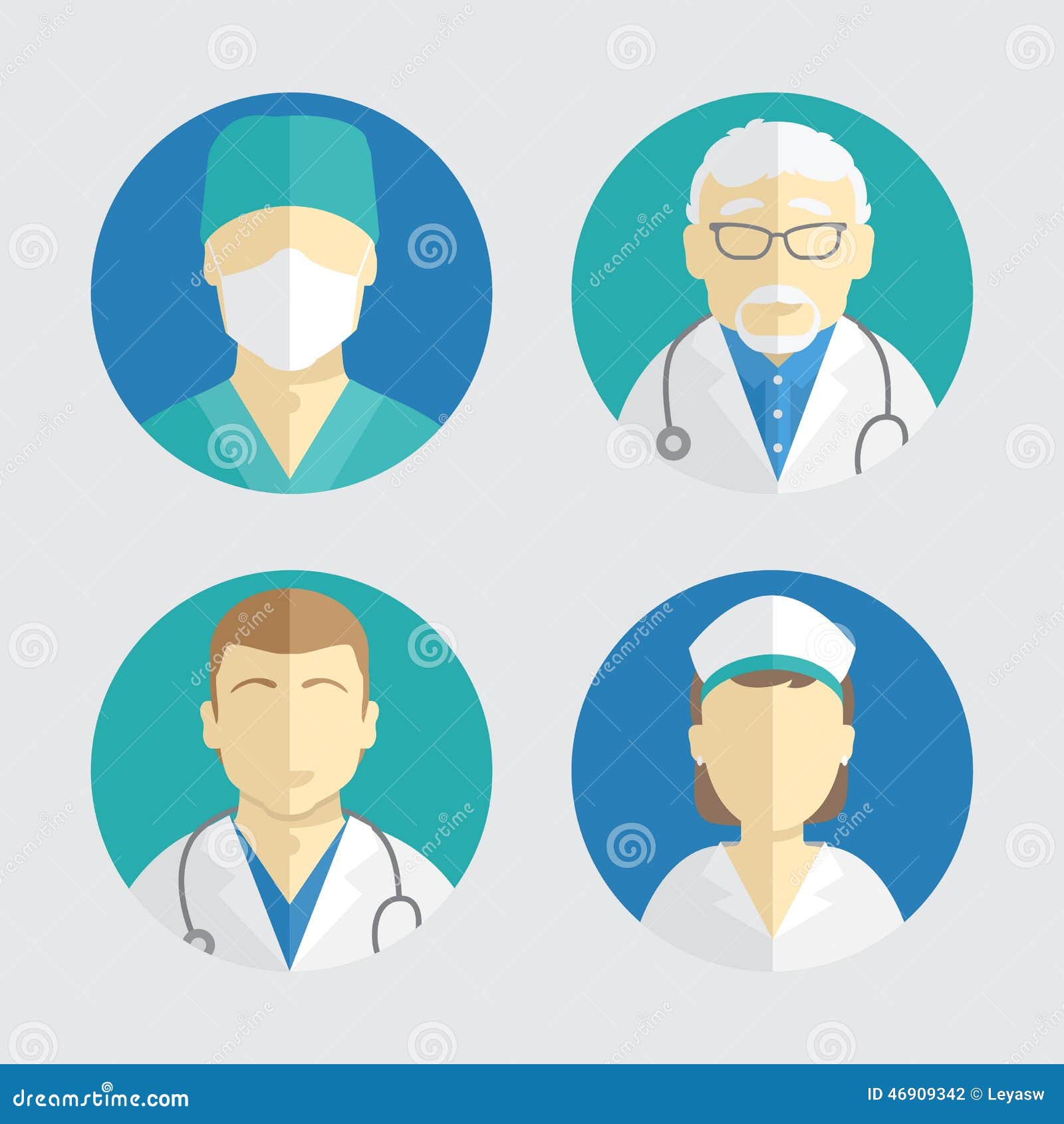 Illustration Of Flat Design People Icons Doctor And Nurse Stock