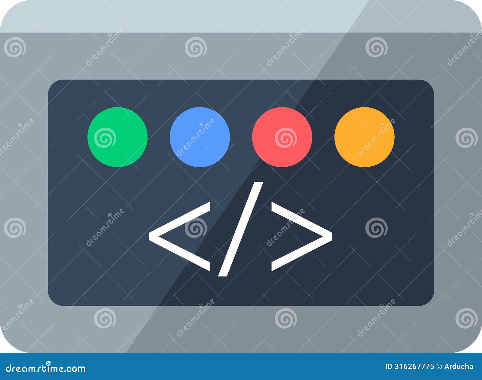 Illustration of a Flat Image of a Multimedia Icon, Coding Web ...