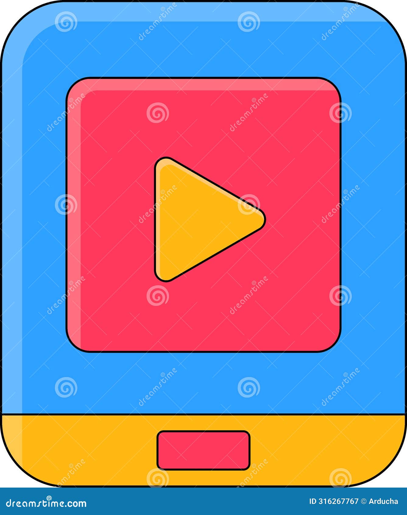 Illustration of a Flat Image of a Multimedia Icon, Media Player Video ...