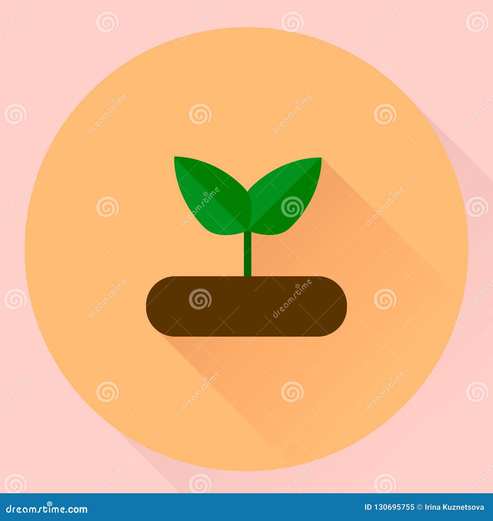 Illustration. Flat Round Icon Seedling Stock Illustration ...