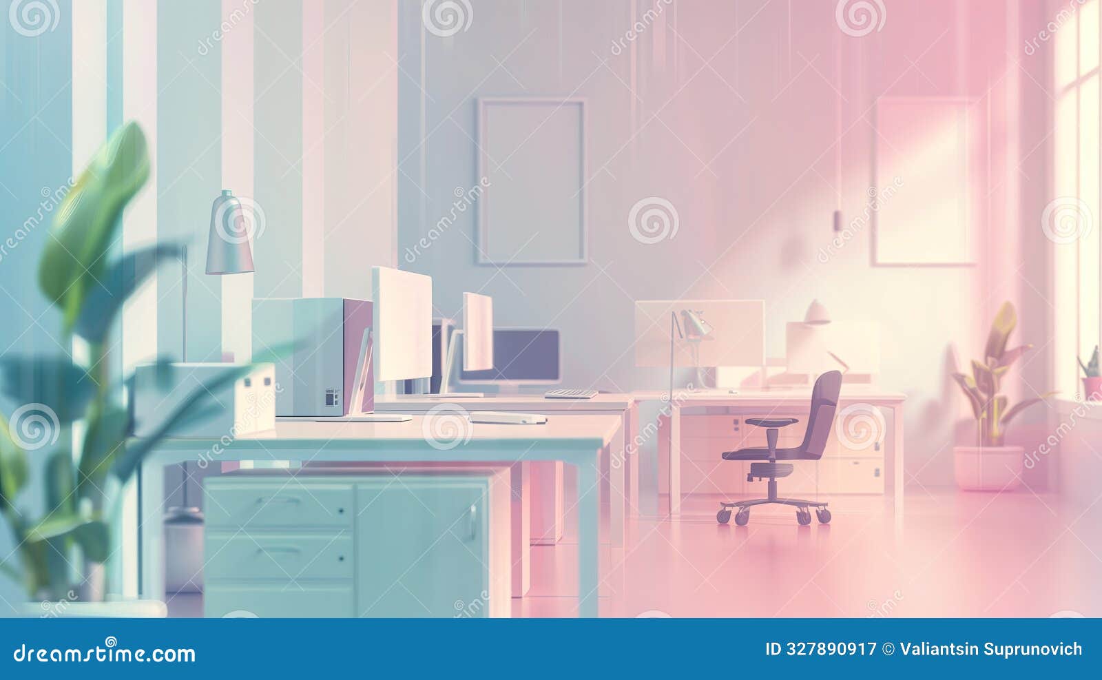 An Illustration in Flat Style Depicting a Contemporary Office Interior ...