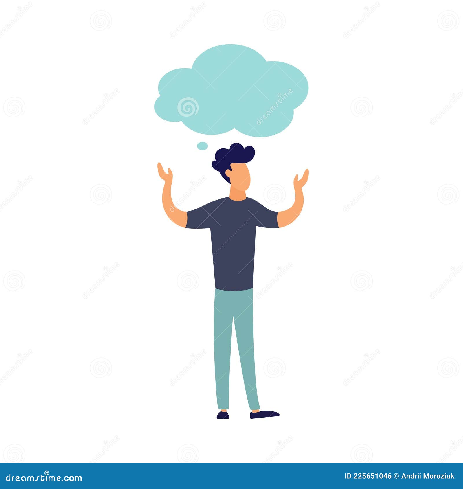 Illustration, Flat Style, the Guy Thinks. Guy with Thoughts on a White ...