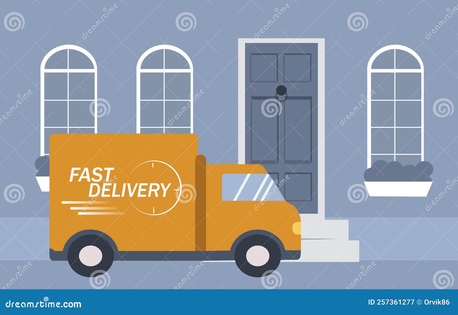 Illustration in a Flat Style on the Theme of Delivery. There is a ...