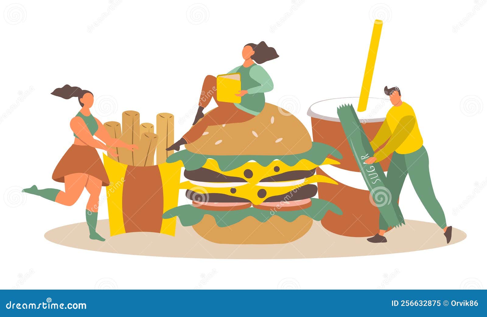 Illustration in a Flat Style on the Theme of Fast Food. Stock Vector ...