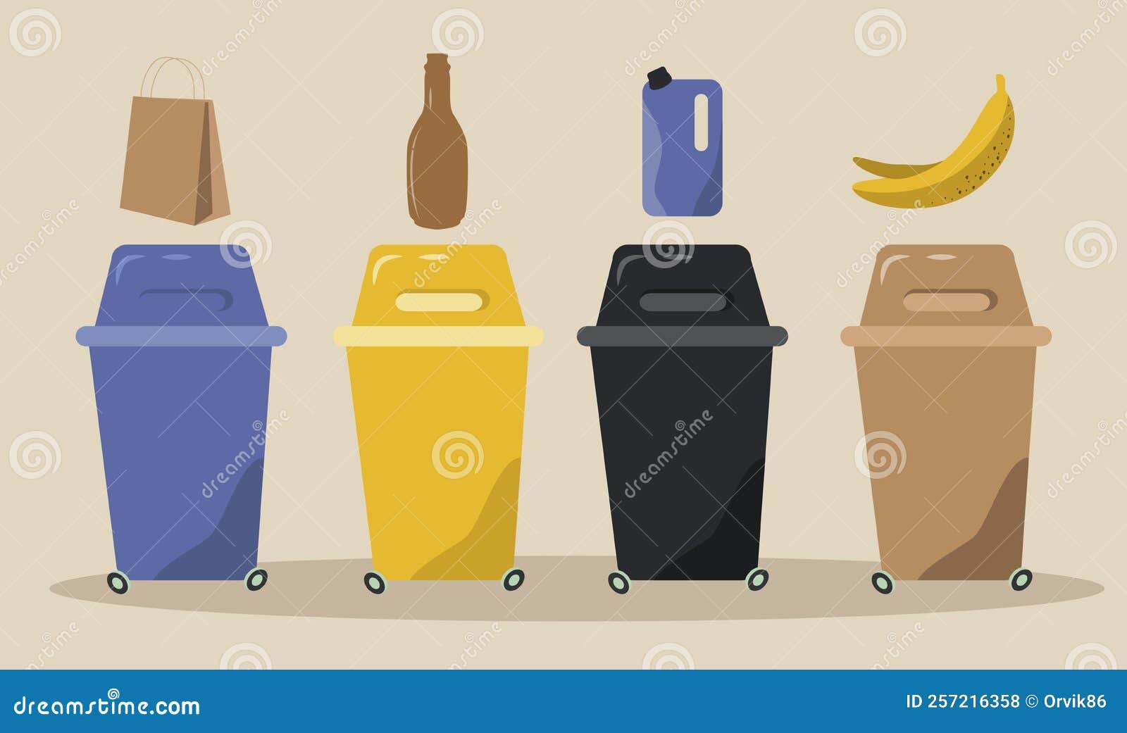 Illustration in a Flat Style on the Theme of Garbage Sorting. Garbage ...