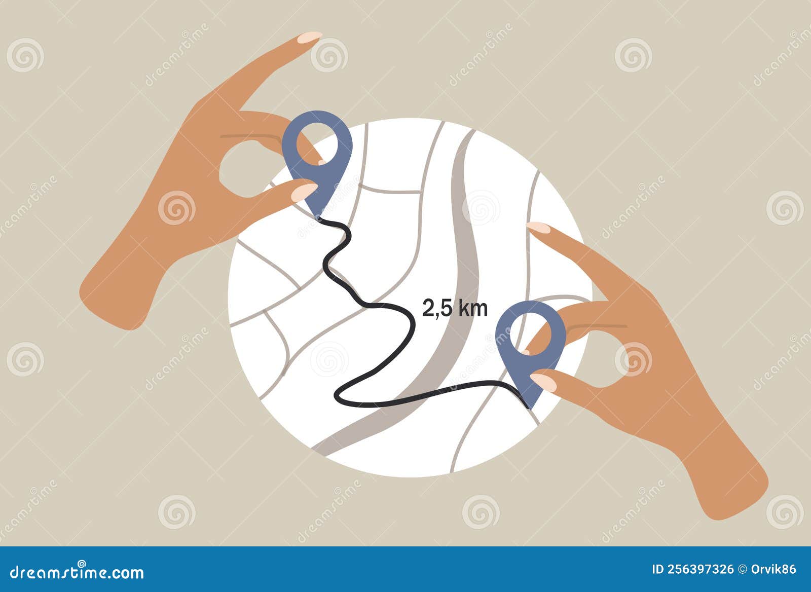 Illustration in a Flat Style on the Theme of Navigation. Hands Arrange ...