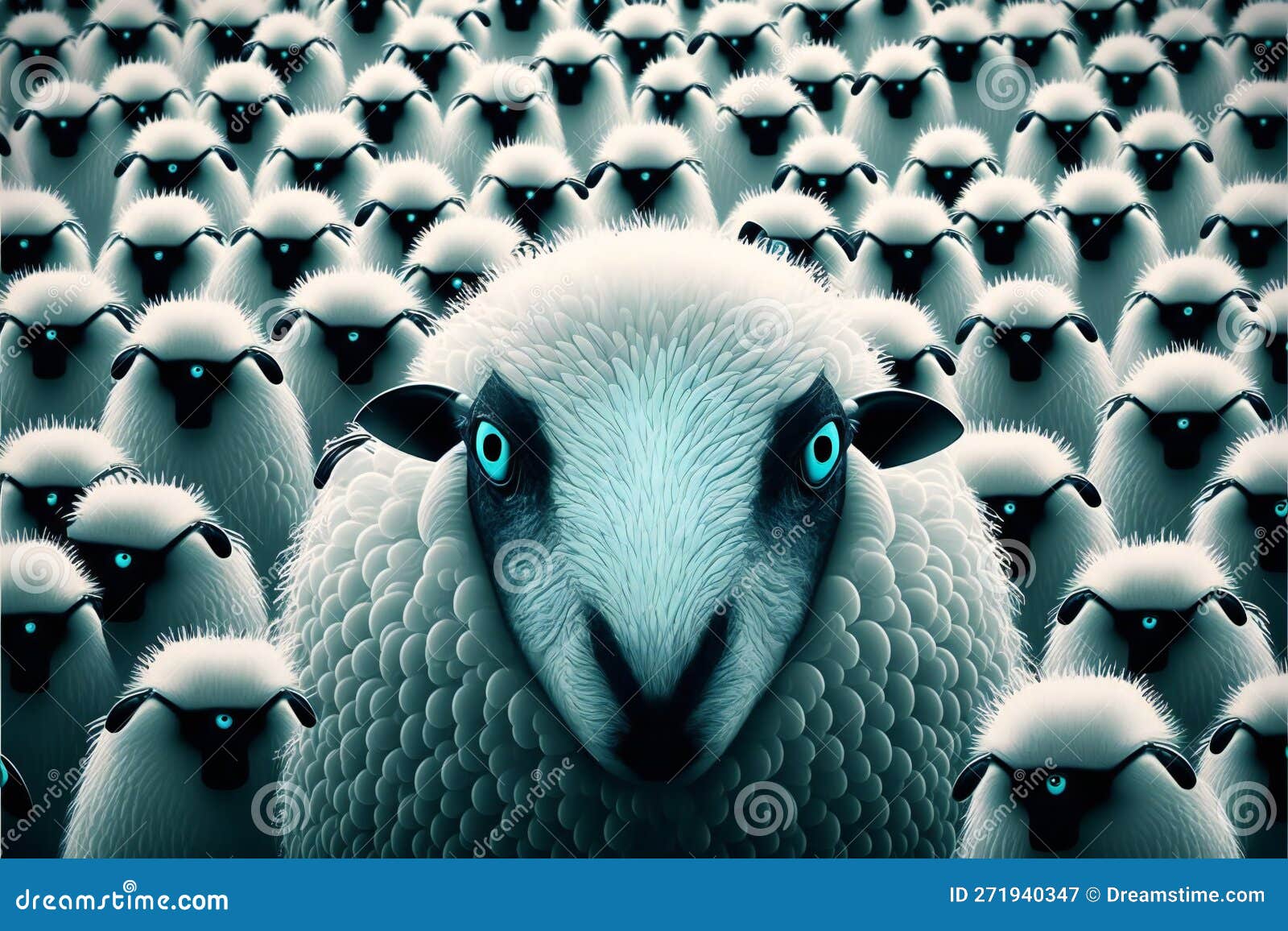 Flock of Sheep Staring in the Same Direction, Animals, Farm Stock ...
