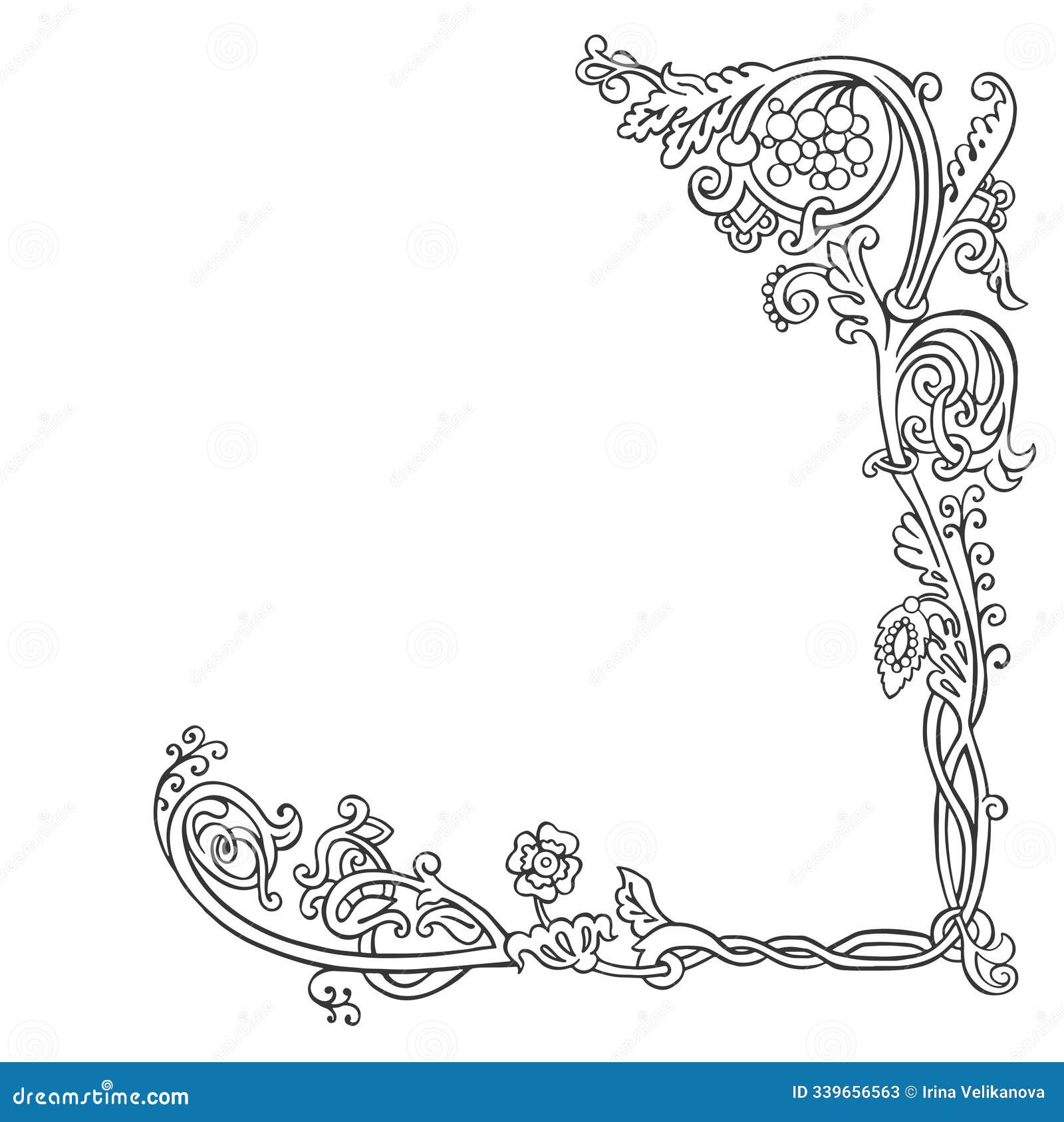 Illustration Floral E Fairy Tale Coloring, Frame for Text, Border Line ...