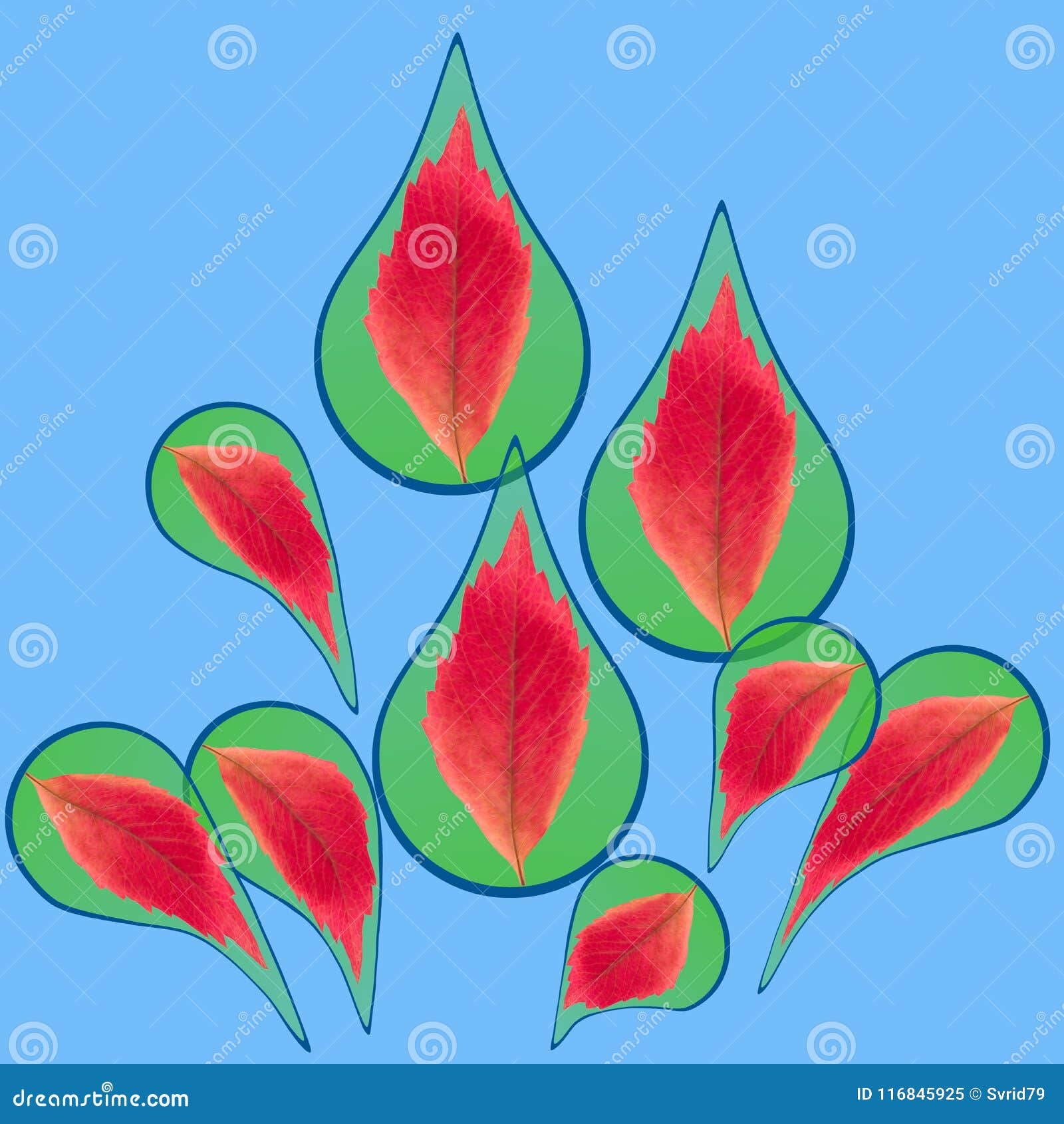 Illustration with Floral Elements. Rain Drops Pattern Stock ...