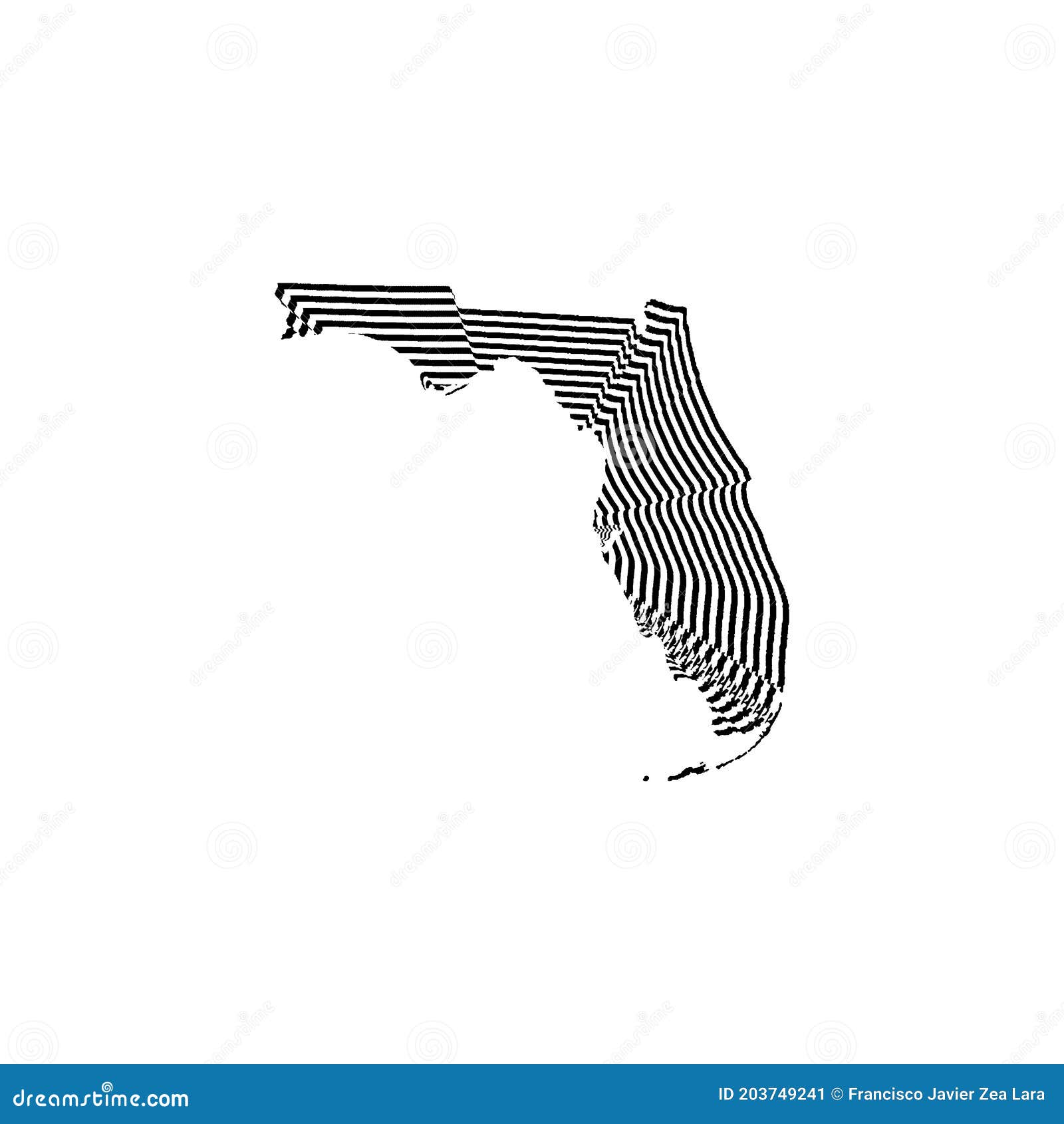 Illustration of Florida State Map with Black and White Lines Stock ...