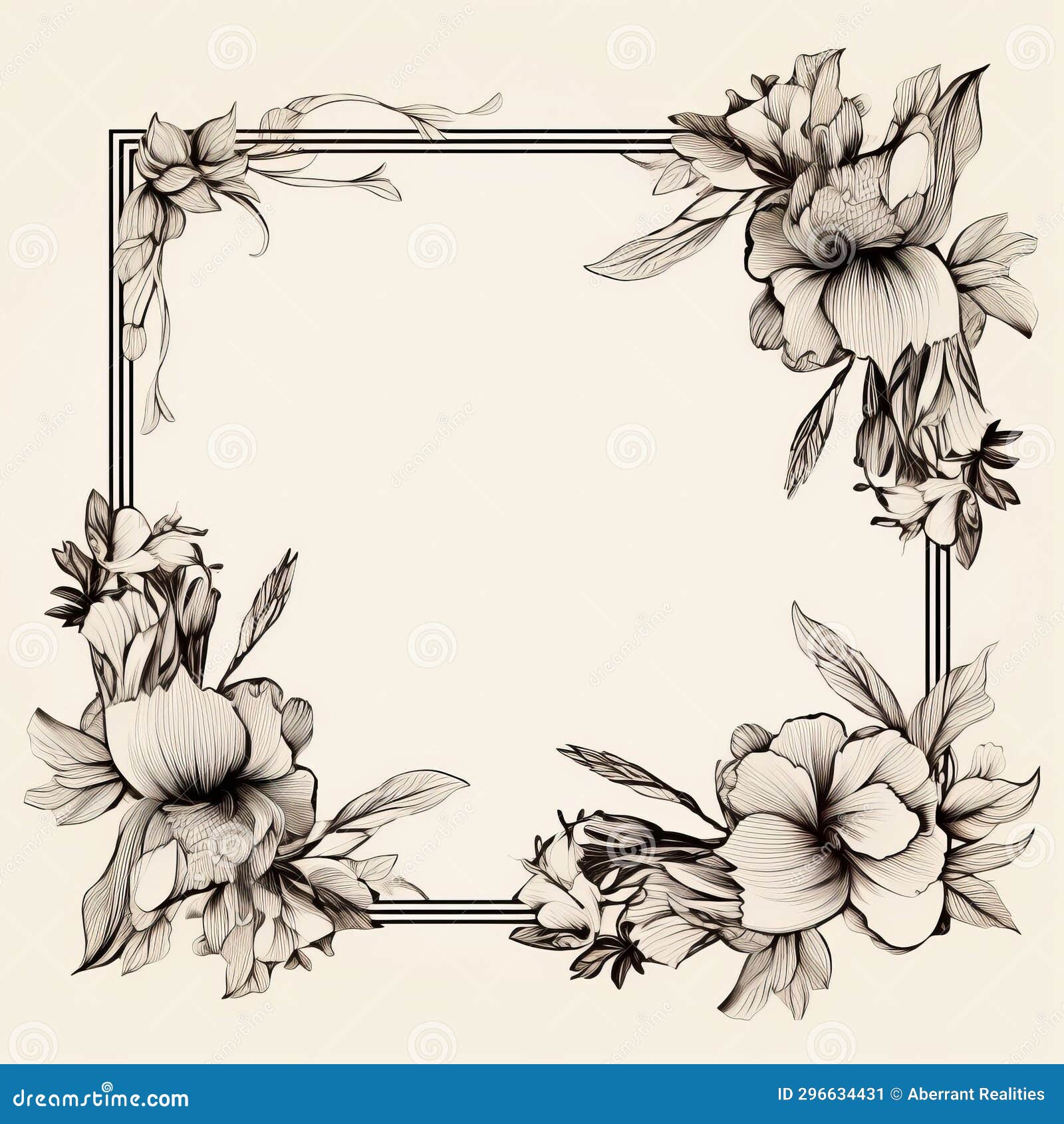 An Illustration of Flowers in a Square Frame Stock Illustration ...