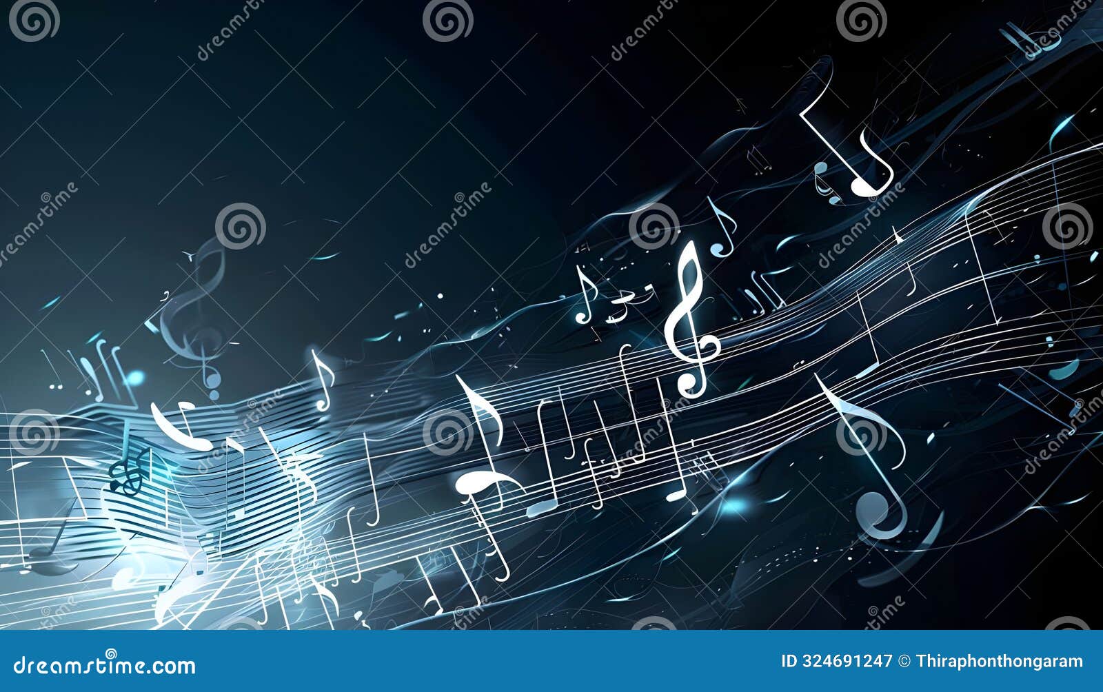 Music notes in stave stock illustration. Illustration of treble - 324691247