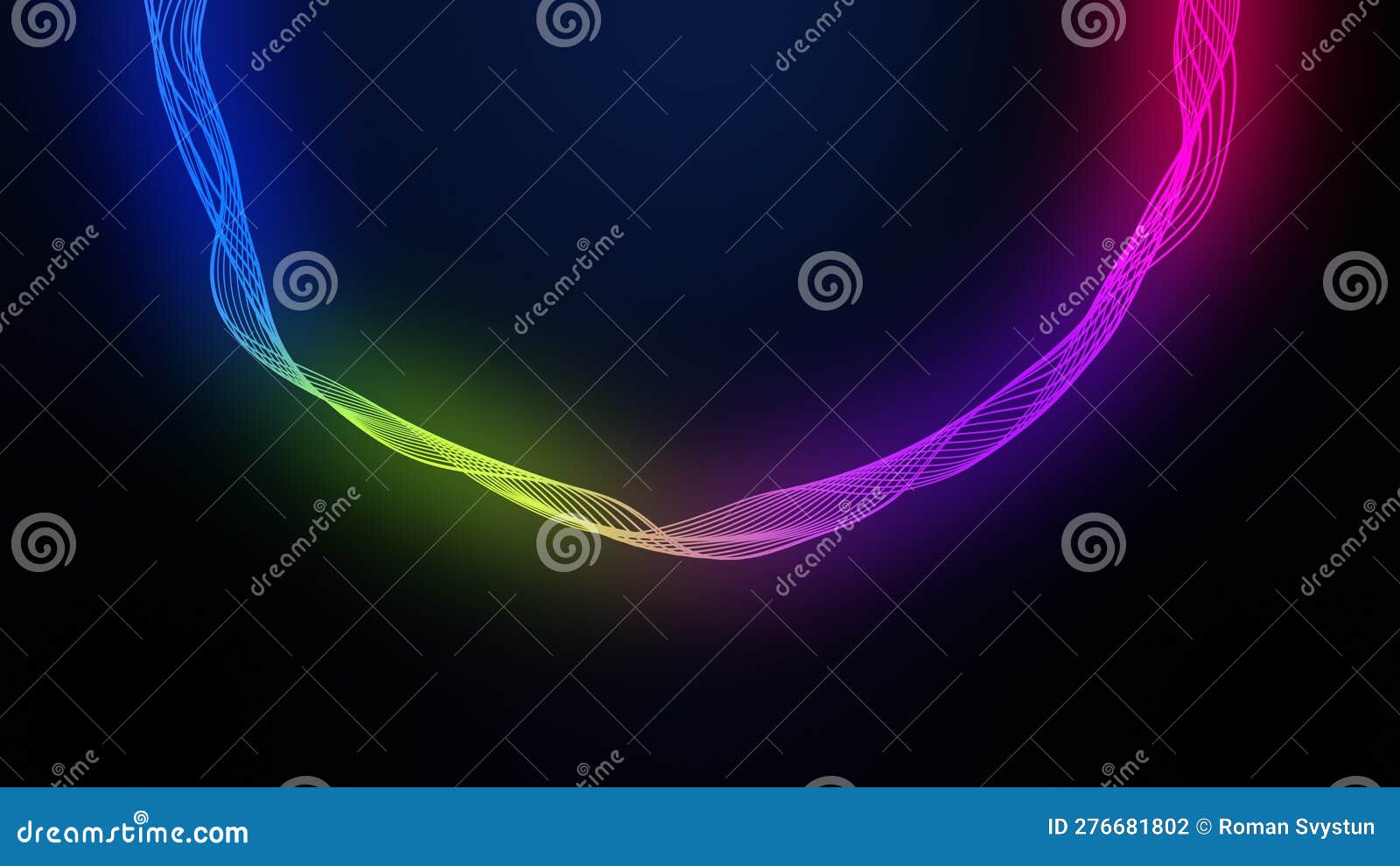 Illustration of Fluttering Neon Glowing Arc Lines with Empty Free Space ...