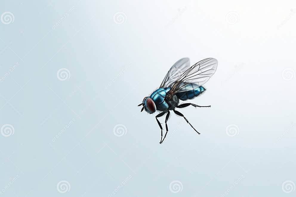 Illustration of a Fly with a Fly on Its Face.white Background ...