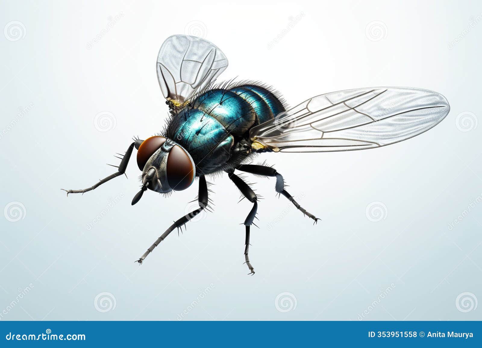 Illustration of a Fly with a Fly on Its Face.white Background ...