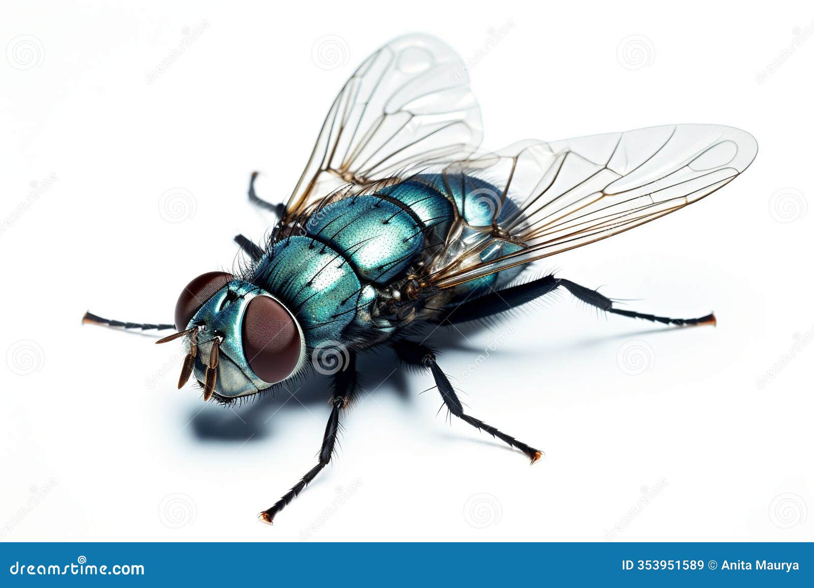 Illustration of a Fly with a Fly on Its Face.white Background ...