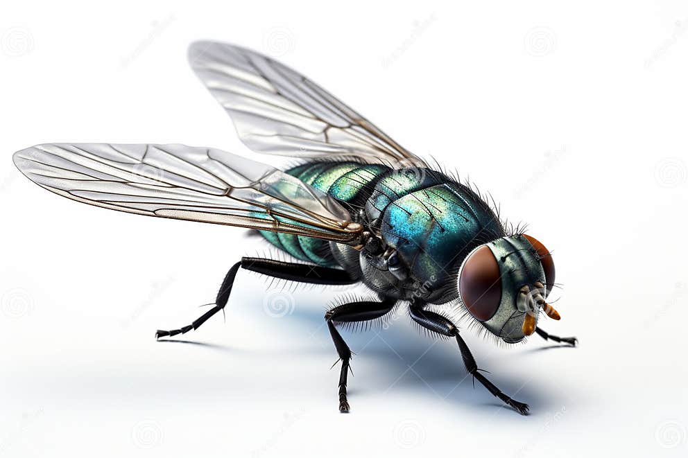 Illustration of a Fly with a Fly on Its Face.white Background ...