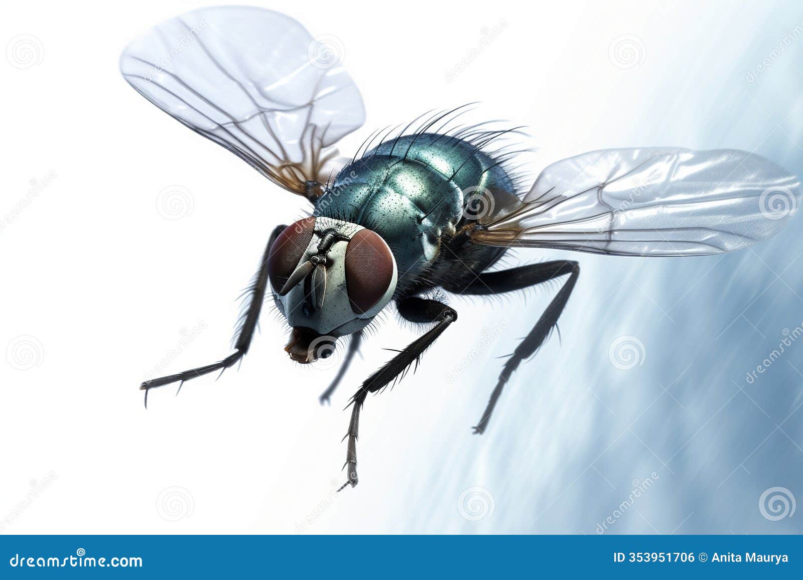 Illustration of a Fly with a Fly on Its Face.white Background ...