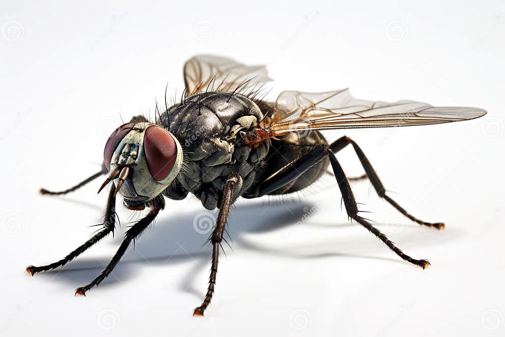 Illustration of a Fly with a Fly on Its Face.white Background ...