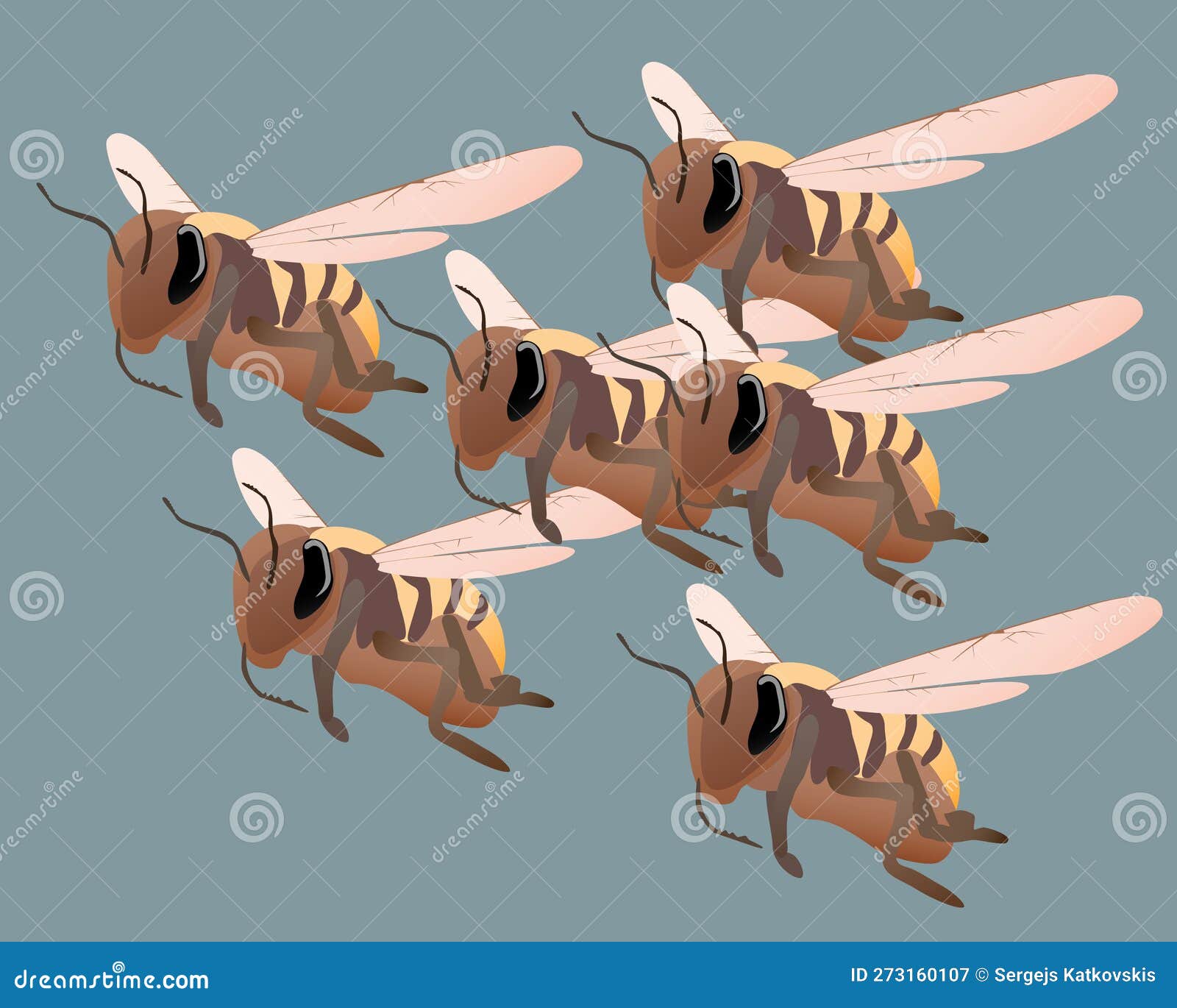 Illustration of a Flying Bees Stock Illustration - Illustration of cartoon, wing: 273160107