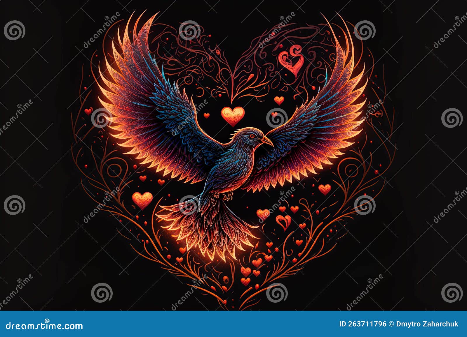 Illustration Flying Phoenix Fire Bird Abstract Stock Photo - Image of ...