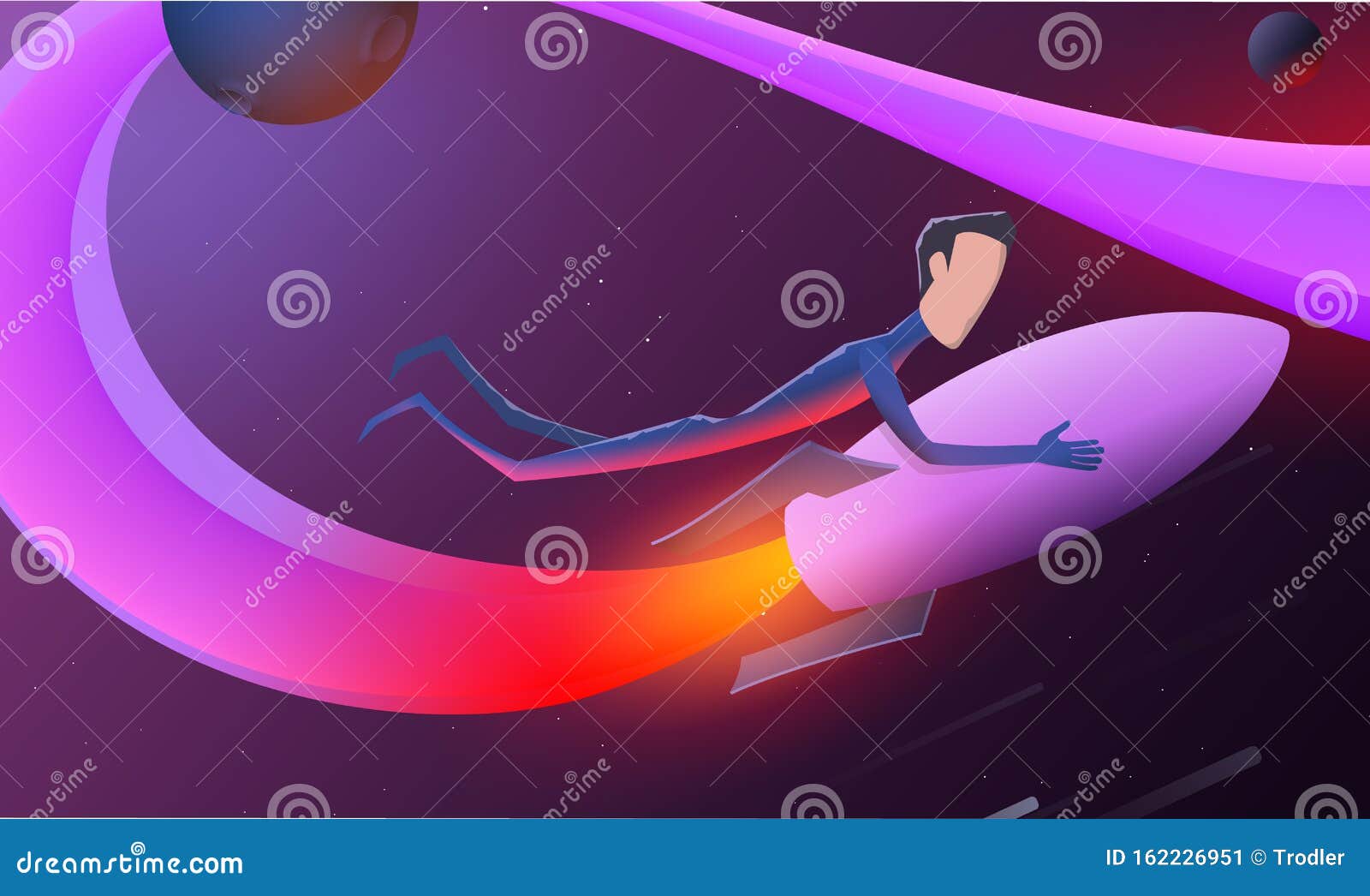 Illustration of a Flying Rocket with Riding Successful Person on it in ...