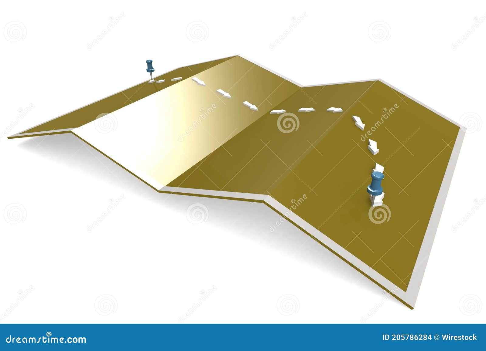 Illustration of a Foldable Map of a Path from Start To Finish by Thumb ...