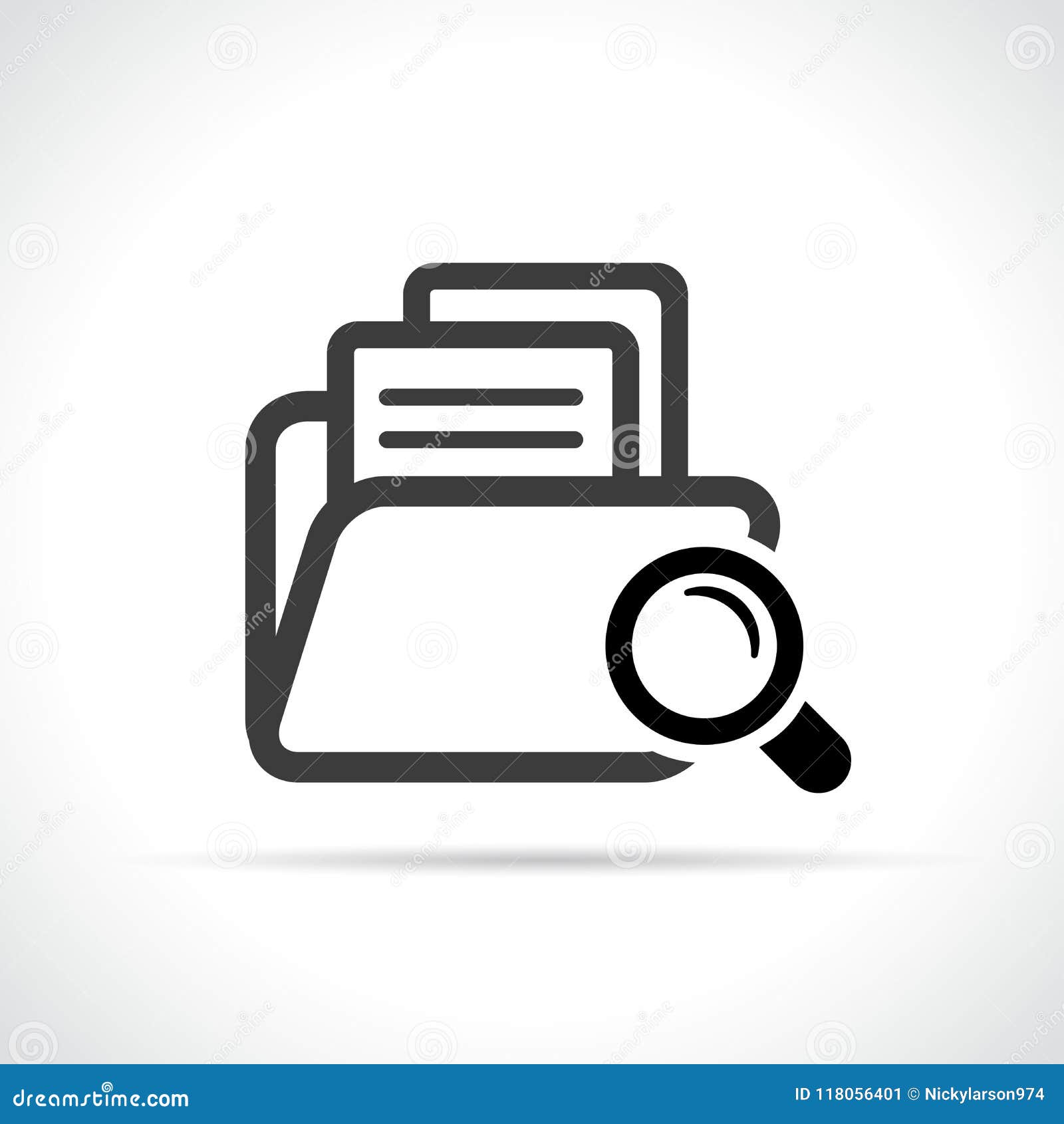 Folder and Magnifying Glass Icon Stock Vector - Illustration of ...