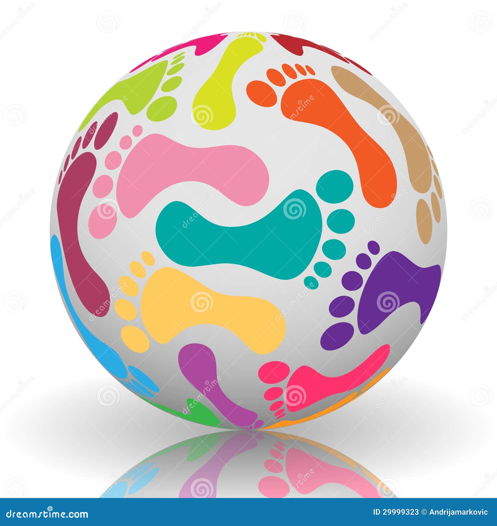 Footprint on the ball stock vector. Illustration of feet - 29999323