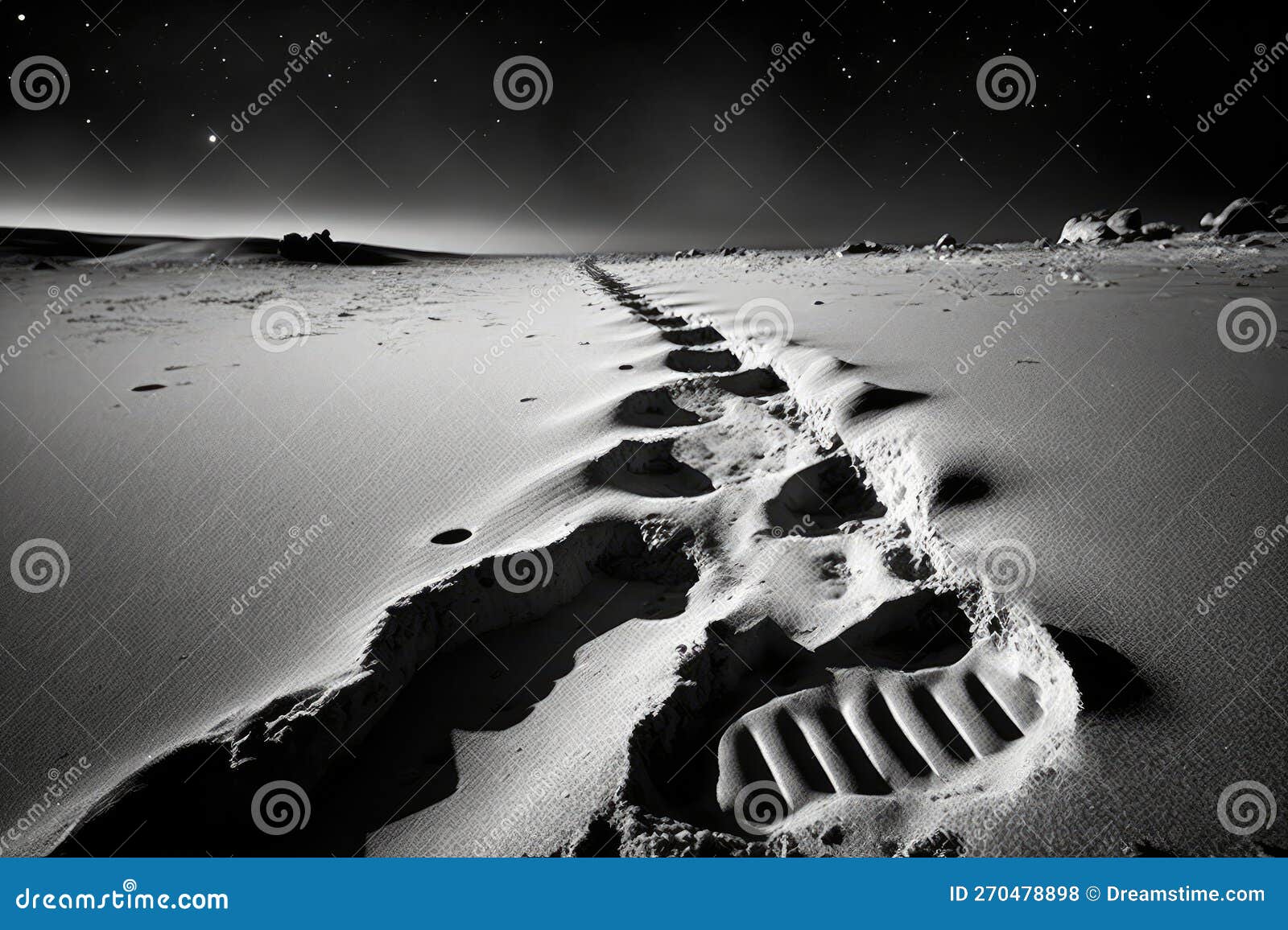 Foot Steps on the Surface of the Moon Stock Illustration - Illustration ...