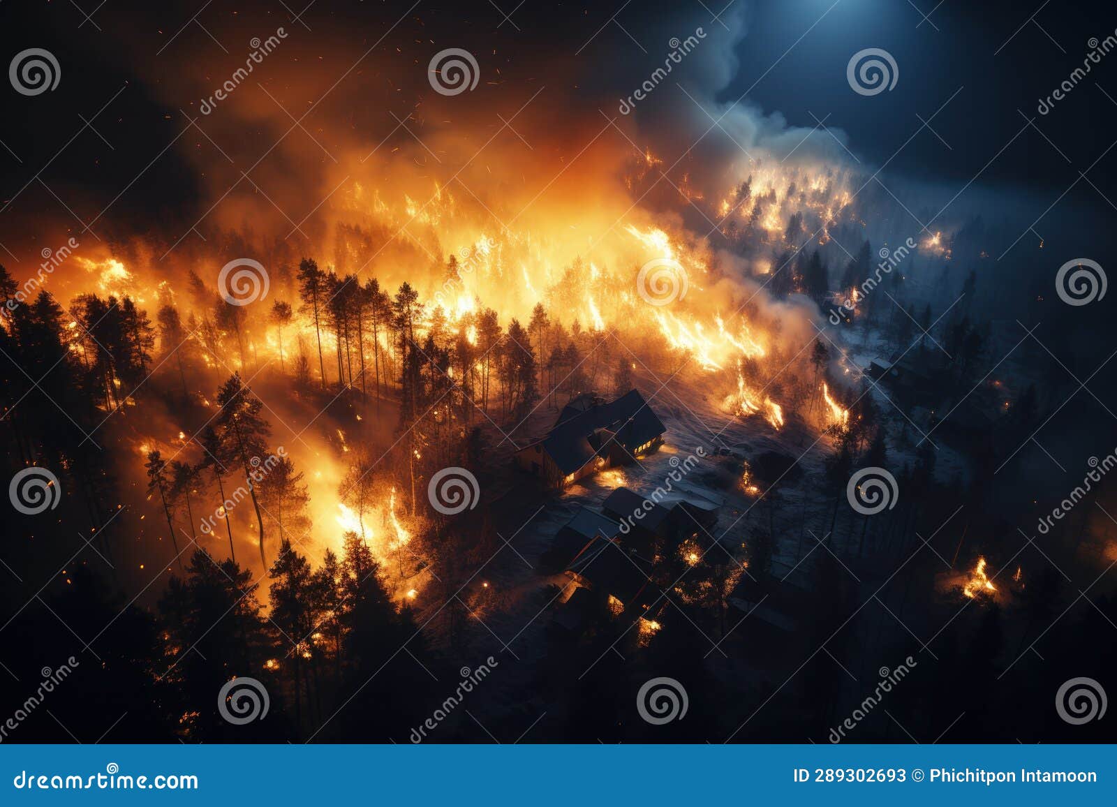 Illustration of a Forest Fire that is Out of Control. Generative AI ...