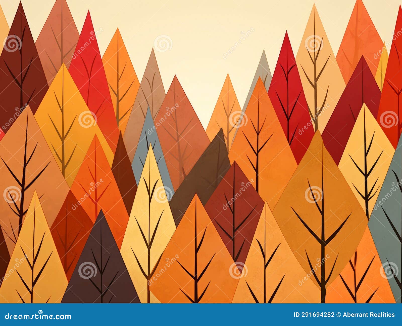An Illustration of a Forest with Many Different Colored Trees Stock ...