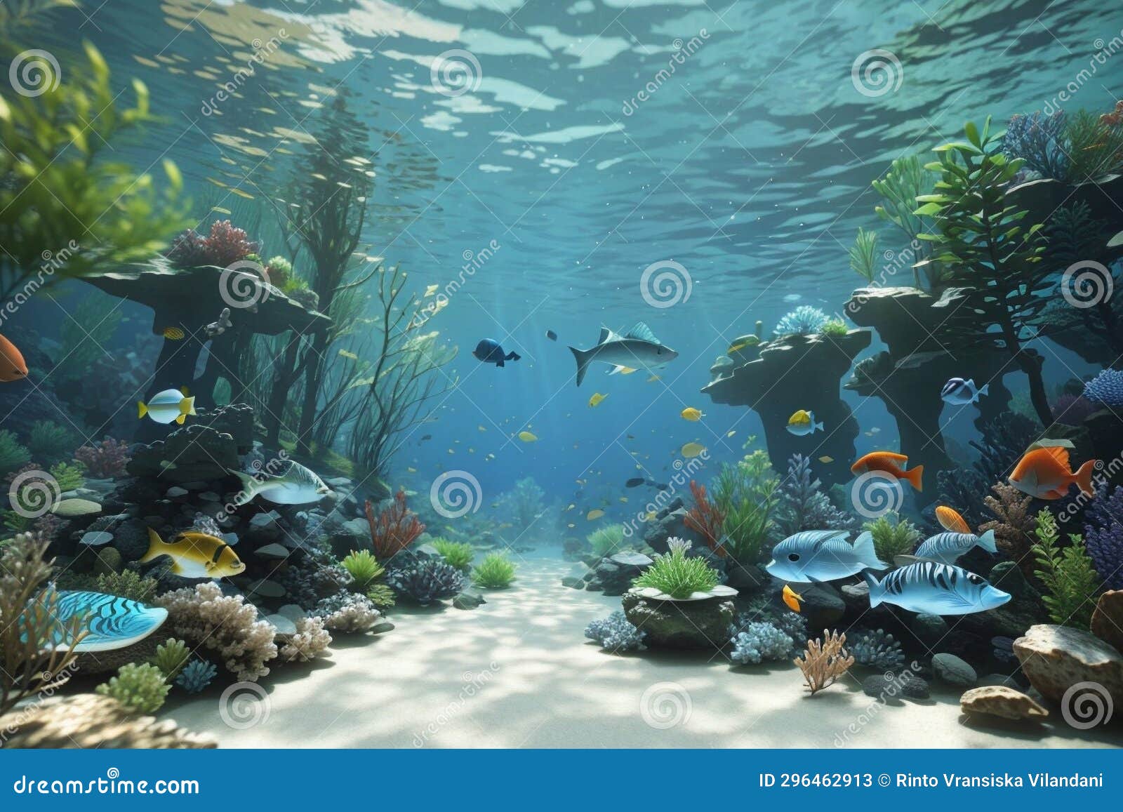 Illustration of a Forest Under the Sea with Beautiful Fish and Sea Life ...