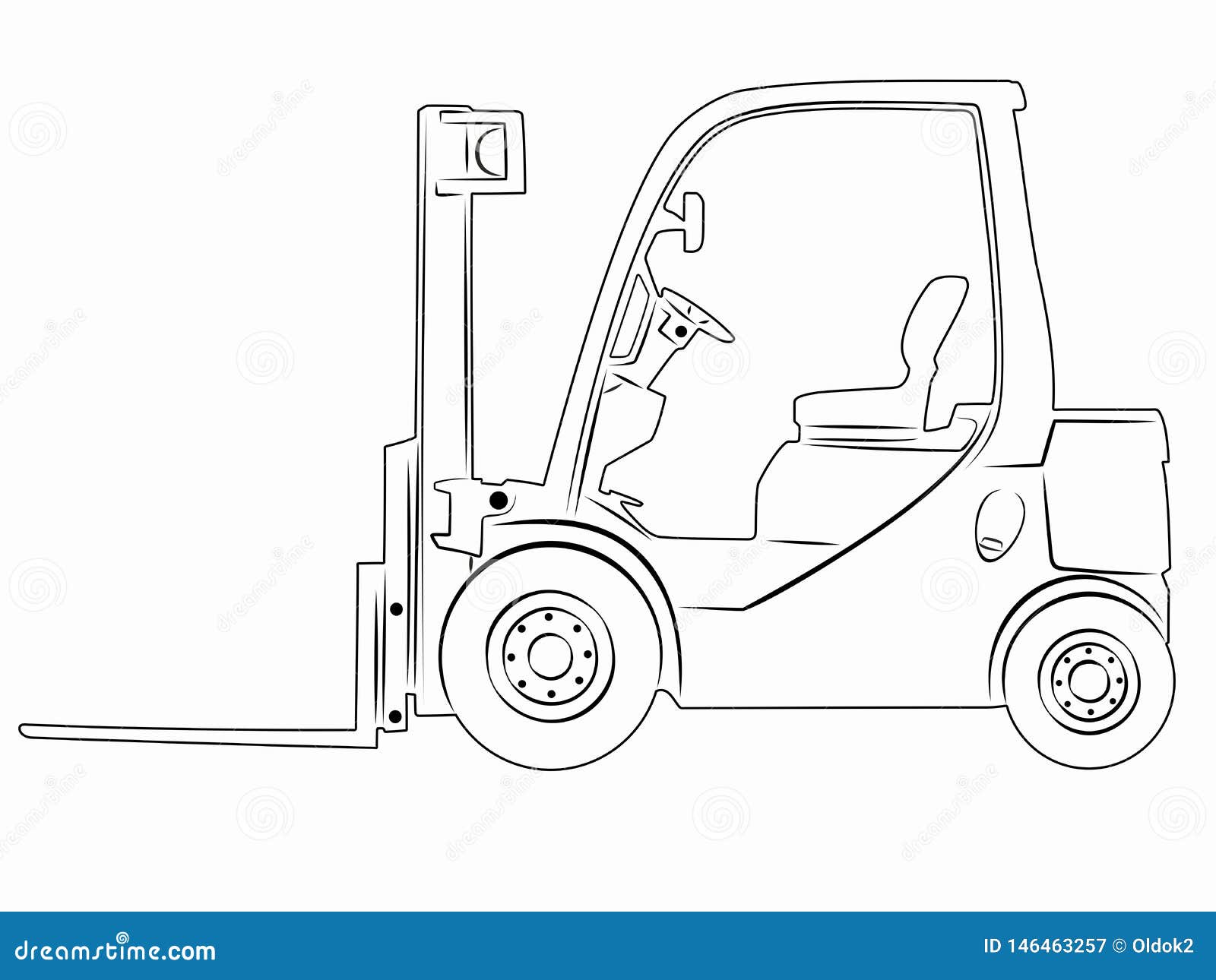 Illustration of a Forklift. Vector Drawing Stock Vector - Illustration ...