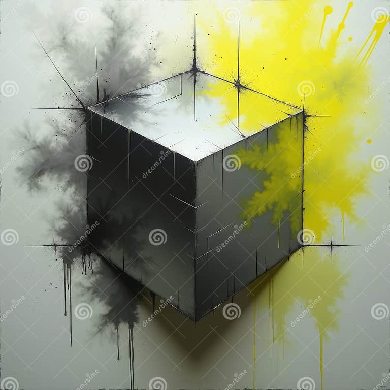 An Abstraction of a Three-dimensional Graphite-colored Cube with Gray ...
