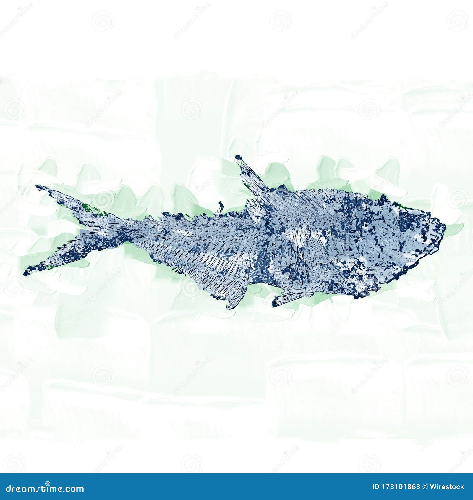 Fossil Fish And Dinosaurs Skeletons And Plants, Compass, Map, And ...