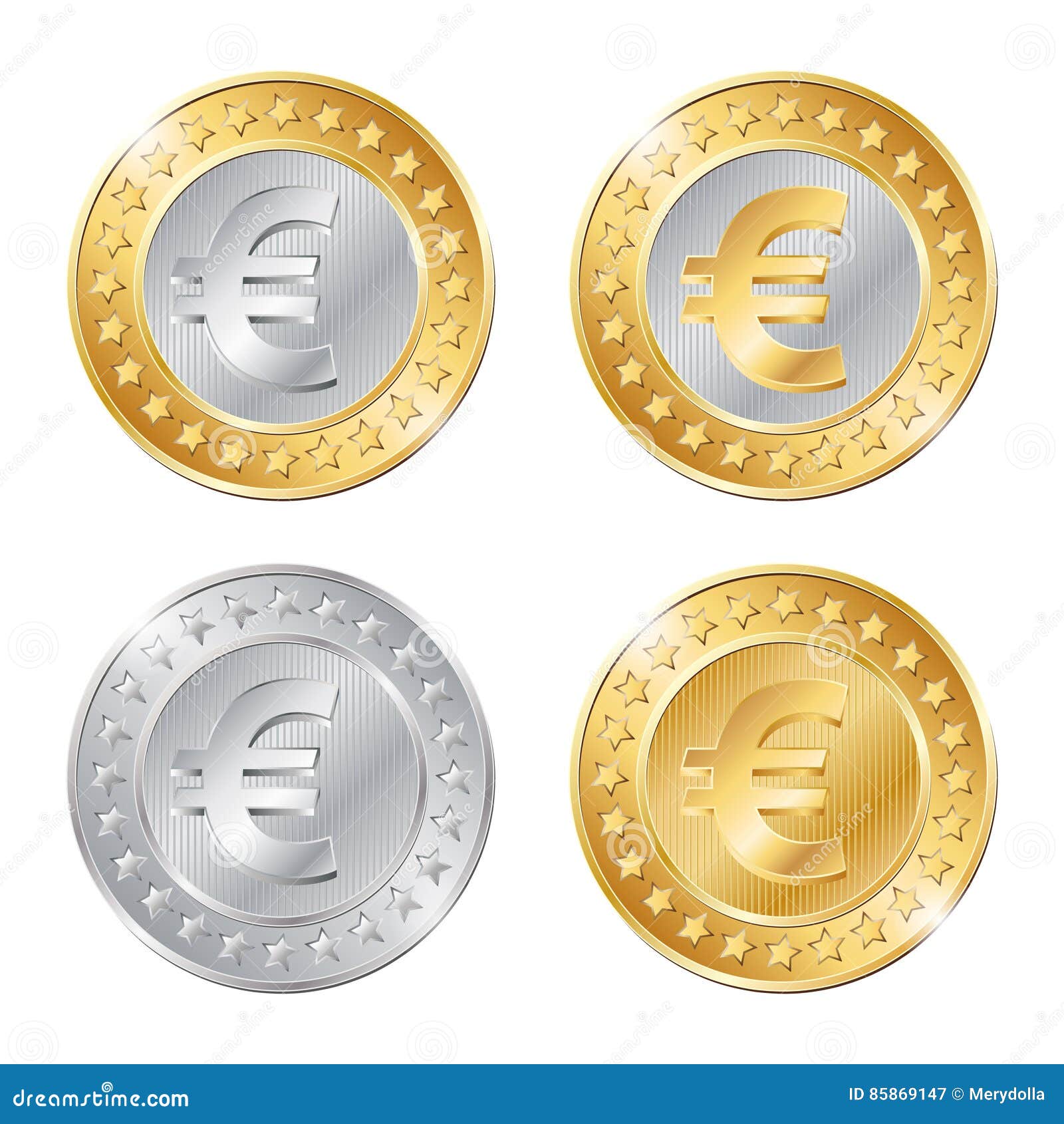 Illustration of Four Coins with Euro Sign Stock Illustration ...