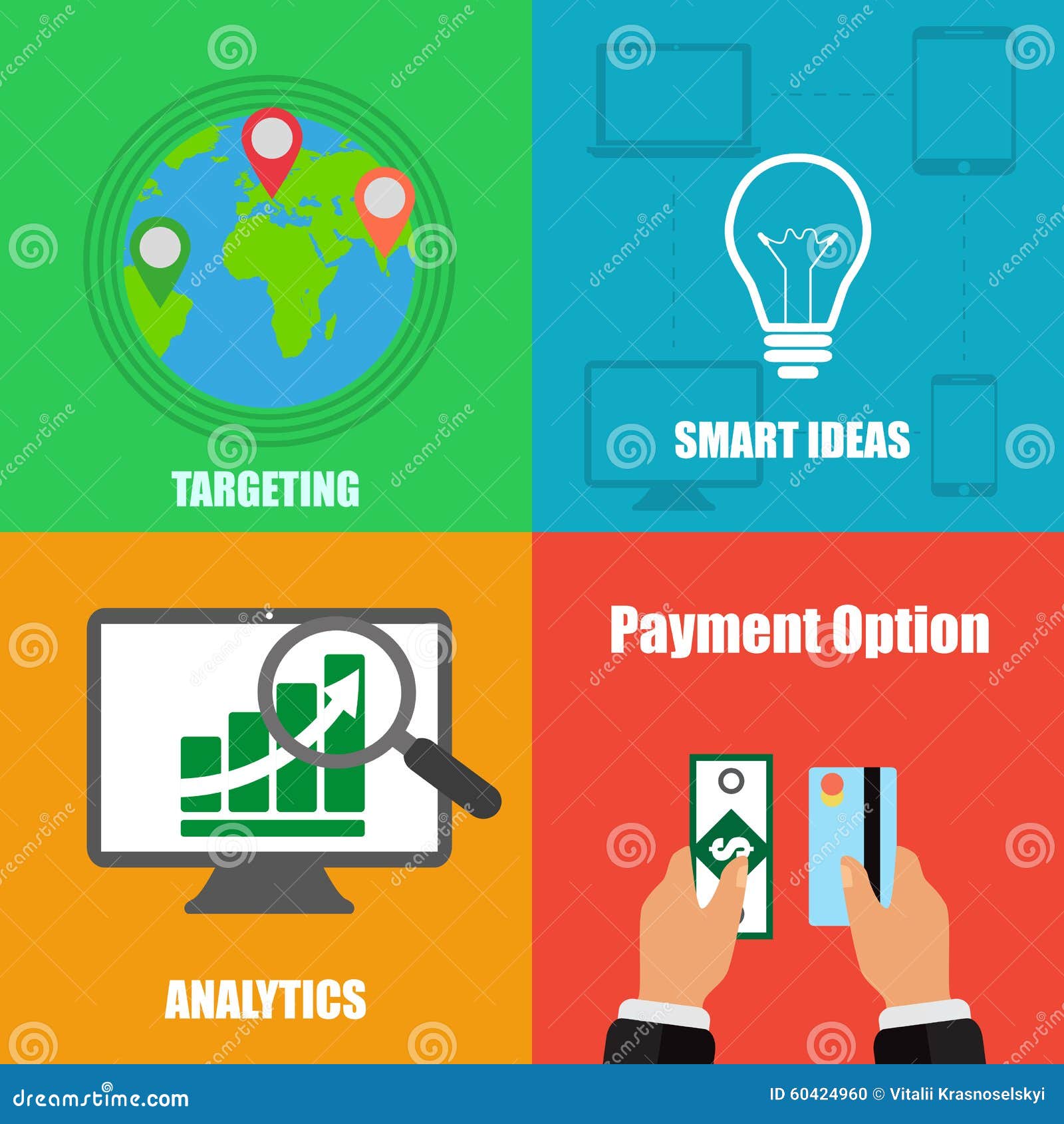 Illustration on Four Different Backgrounds Business Concept Stock ...