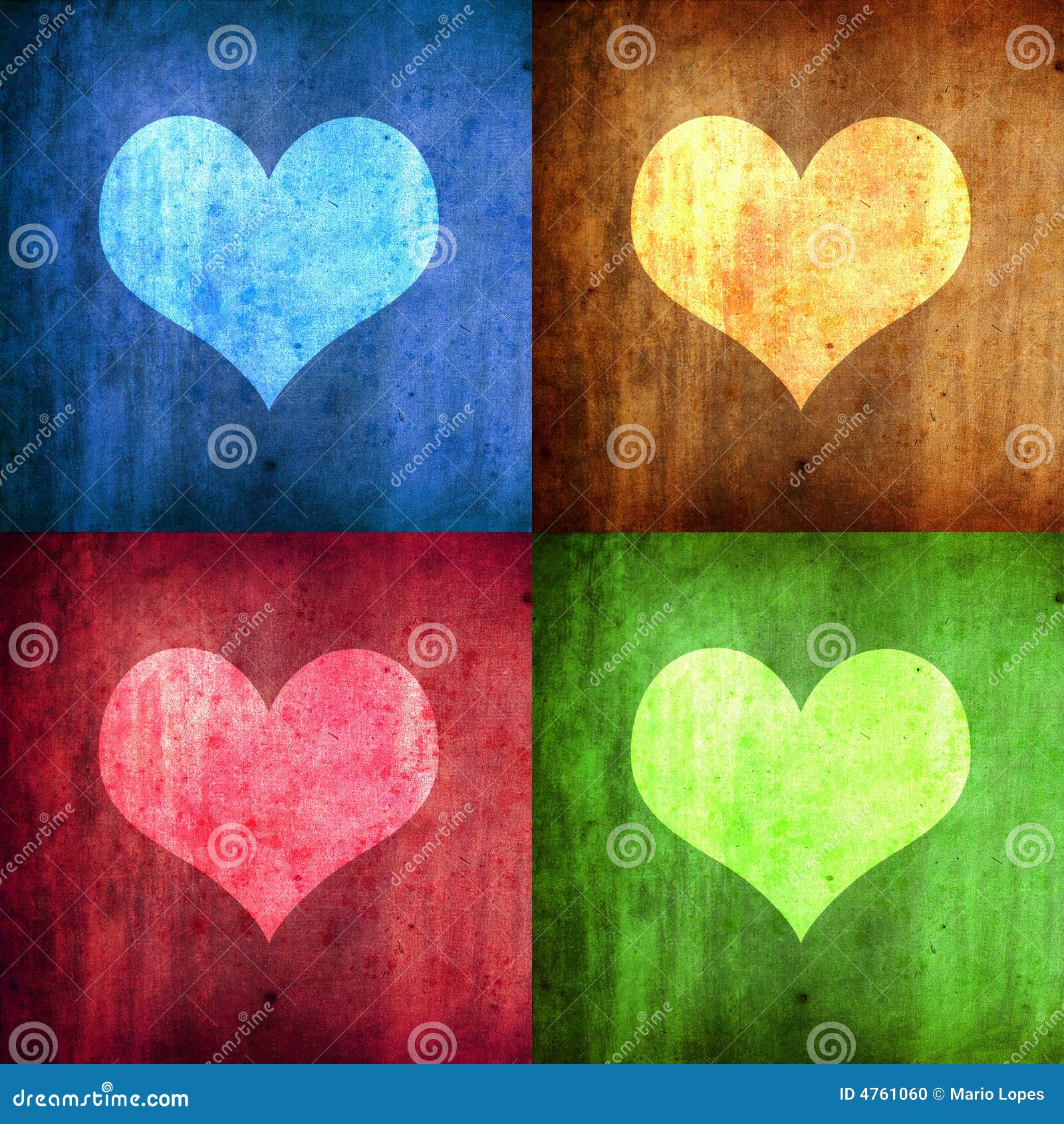 Illustration with Four Hearts with Diferent Colors Stock Illustration ...
