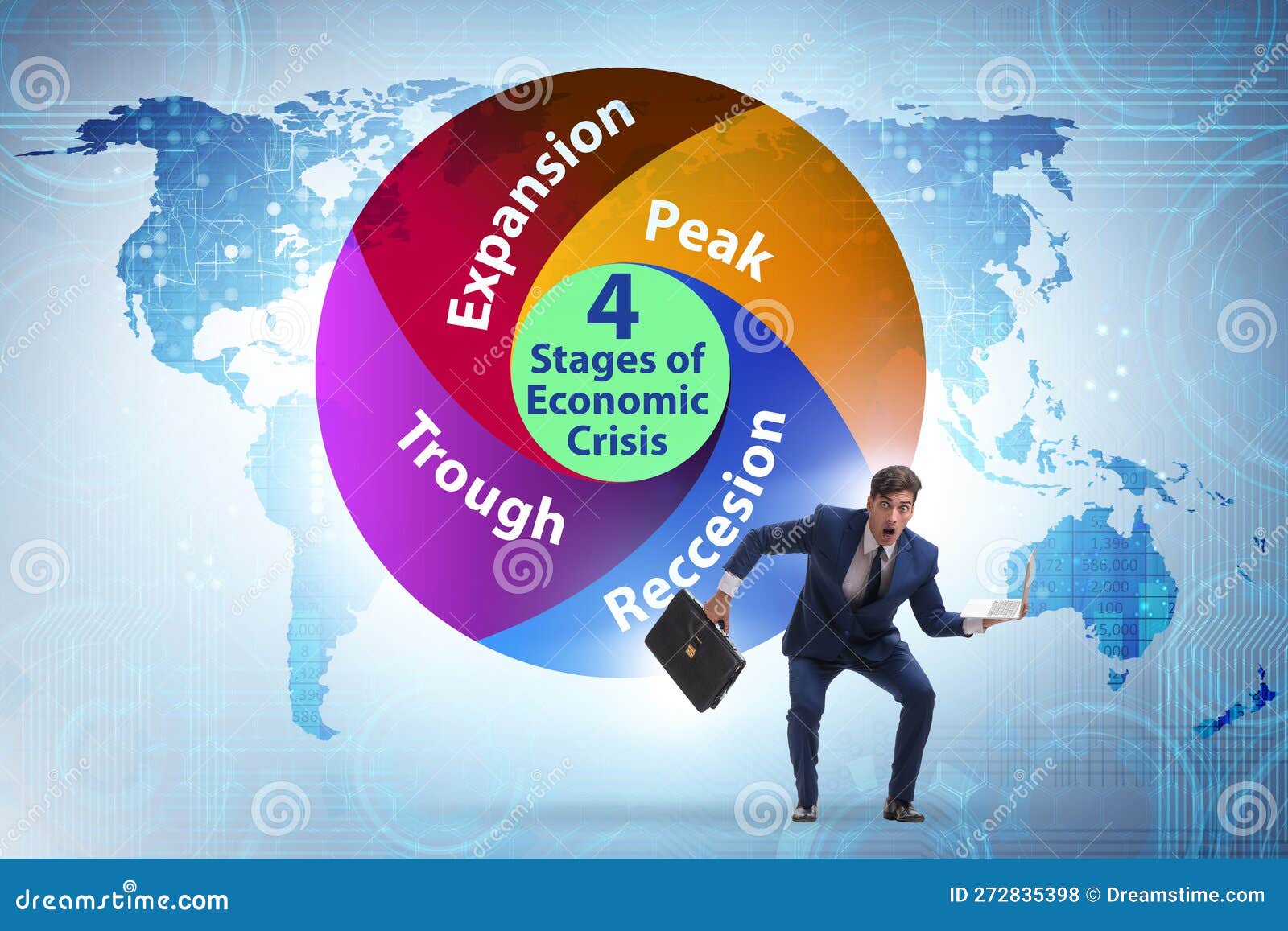 Illustration of Four Stages of Crisis Stock Photo - Image of global ...