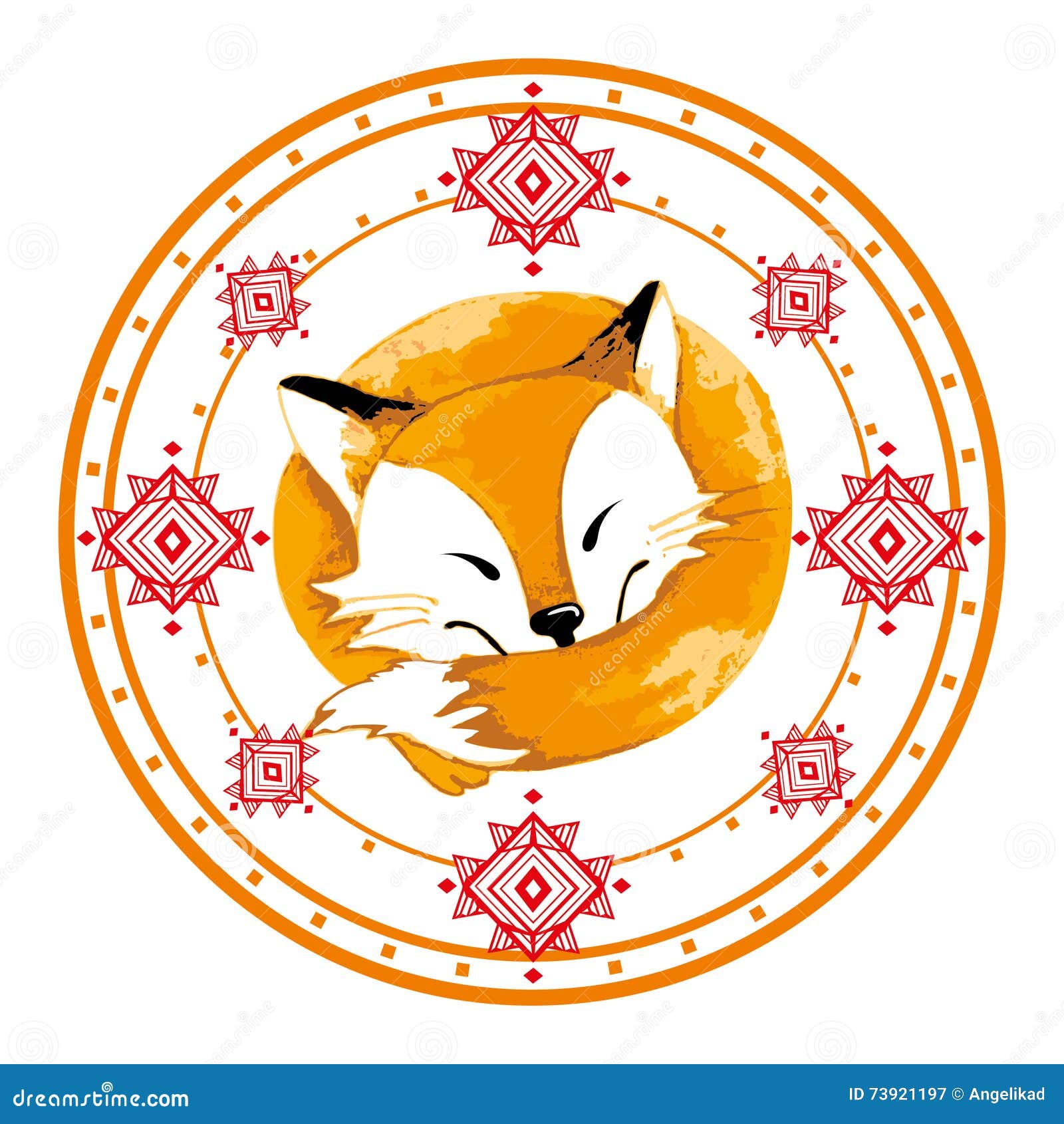 Illustration of Fox in Circle Stock Vector - Illustration of hunt, ears ...