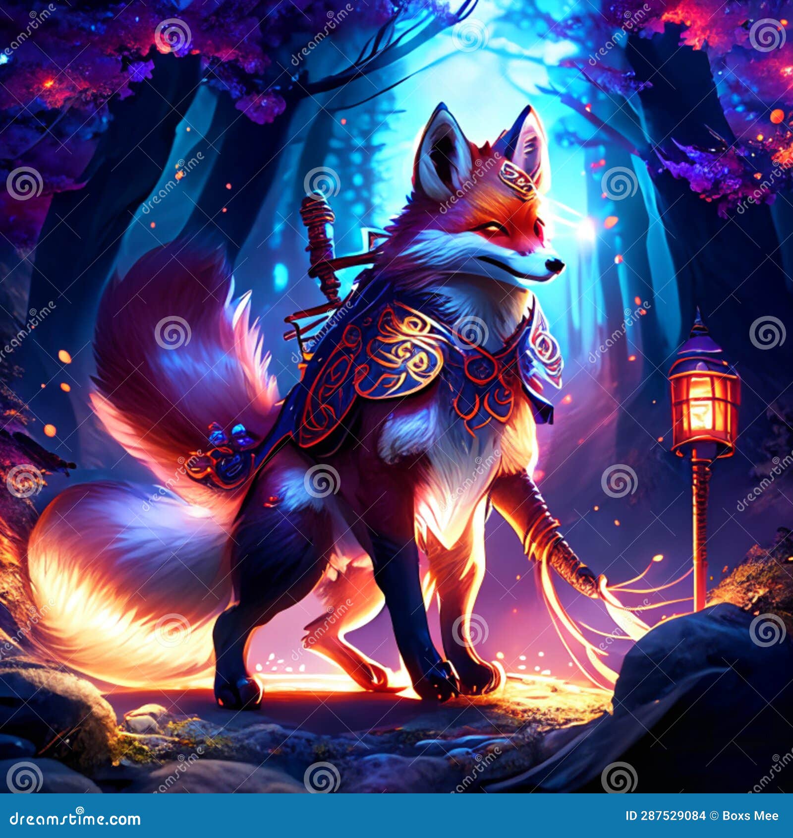 Illustration of a Fox in a Fantasy Forest. 3d Rendering Generative AI ...