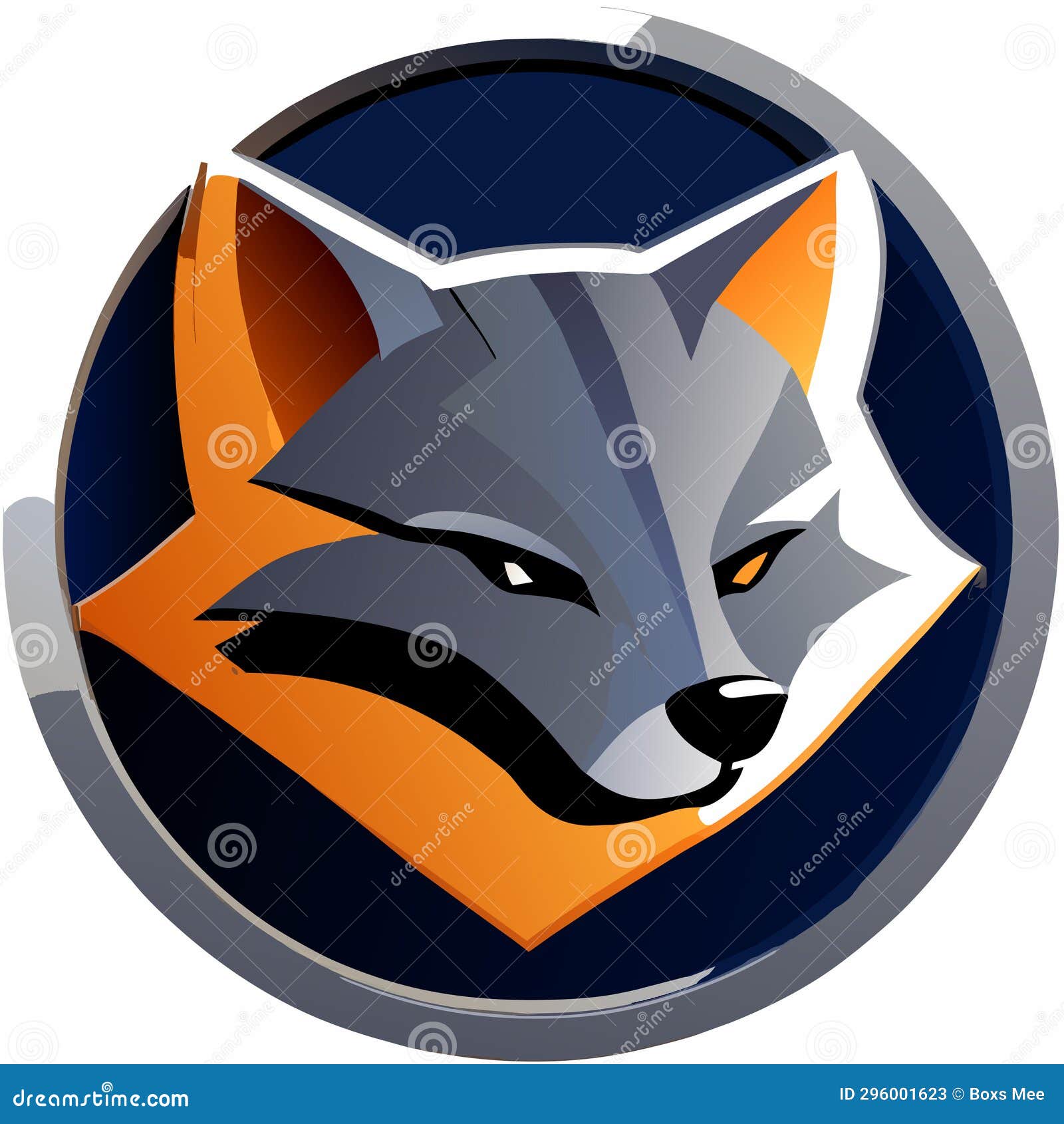 Illustration of a Fox Head in a Circle with an Orange Background ...