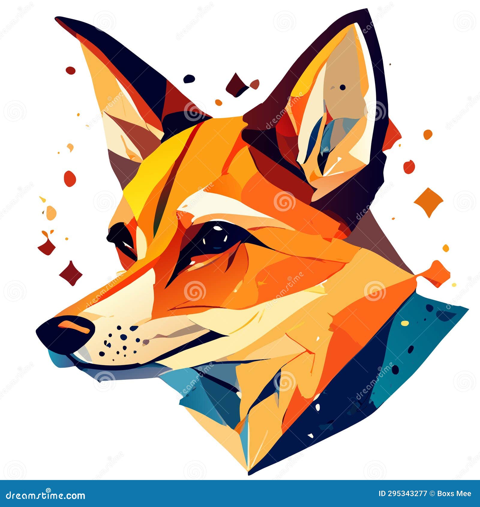 Illustration of a Fox Head in Low Poly Style on a White Background AI ...